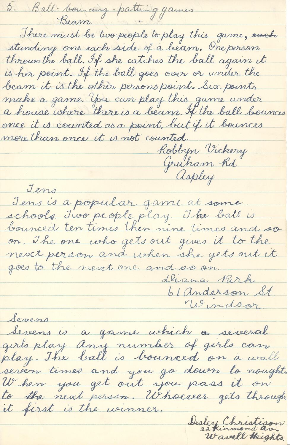 Document - Robbyn Vickery, to Dorothy Howard, Descriptions of Ball ...