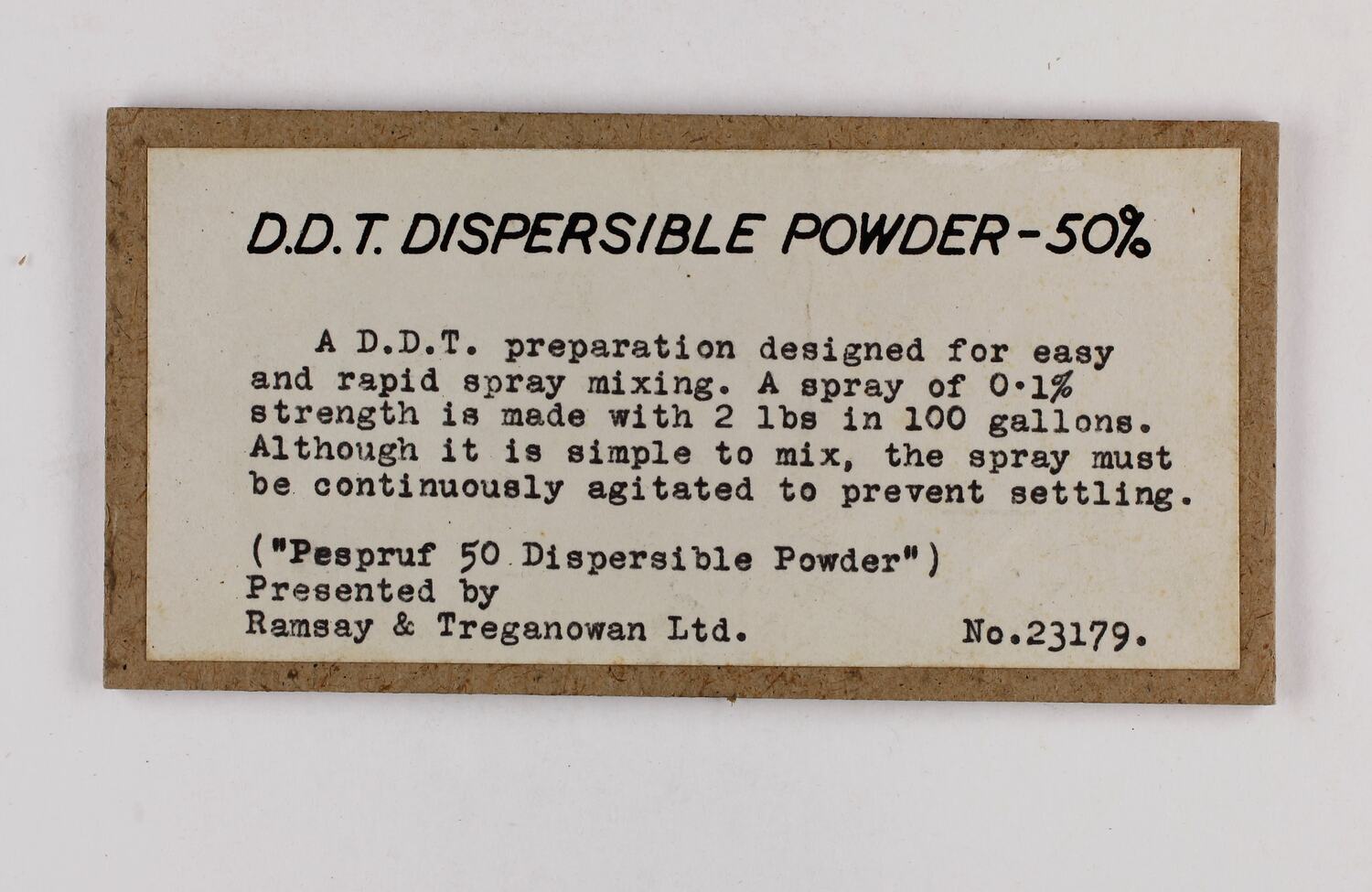 Exhibition Label - D.D.T Dispersible Powder - 50%, Museum of Applied ...