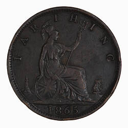 Coin - Farthing, Queen Victoria, Great Britain, 1865