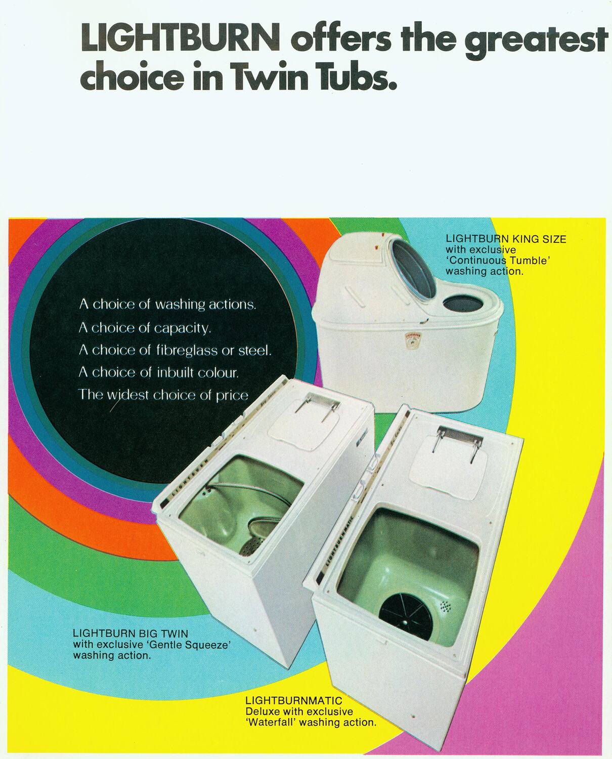 Product Information - Lightburn & Co. Ltd, Twin Tub Washing Machines, 1972