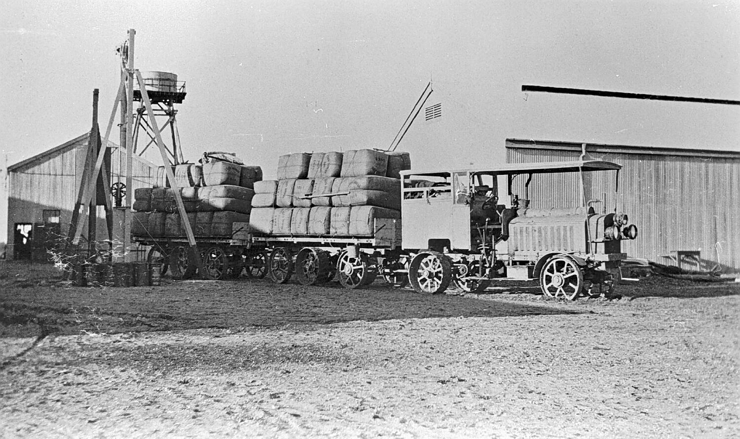 Negative - Tractor & Wagons Laden With Wool Bales on 'Portland Downs ...
