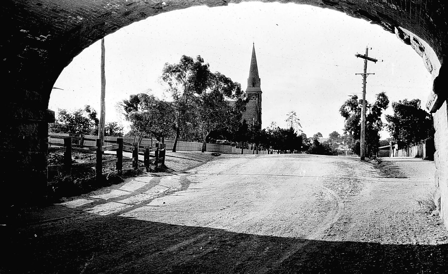 Negative - Methodist Church From Under Laurel Street Railway Bridge ...