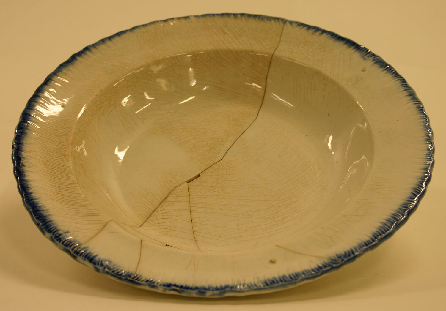 Soup Plate - Whiteware, Moulded and Blue Hand-painted, Shell-edge ...