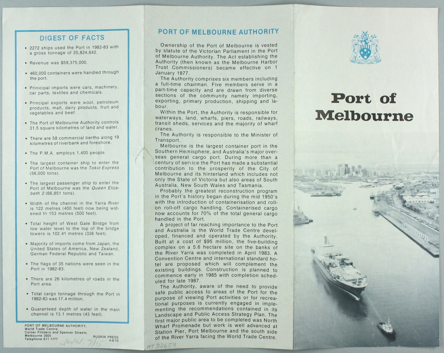 Map - 'Port of Melbourne', Port of Melbourne Authority, circa 1984