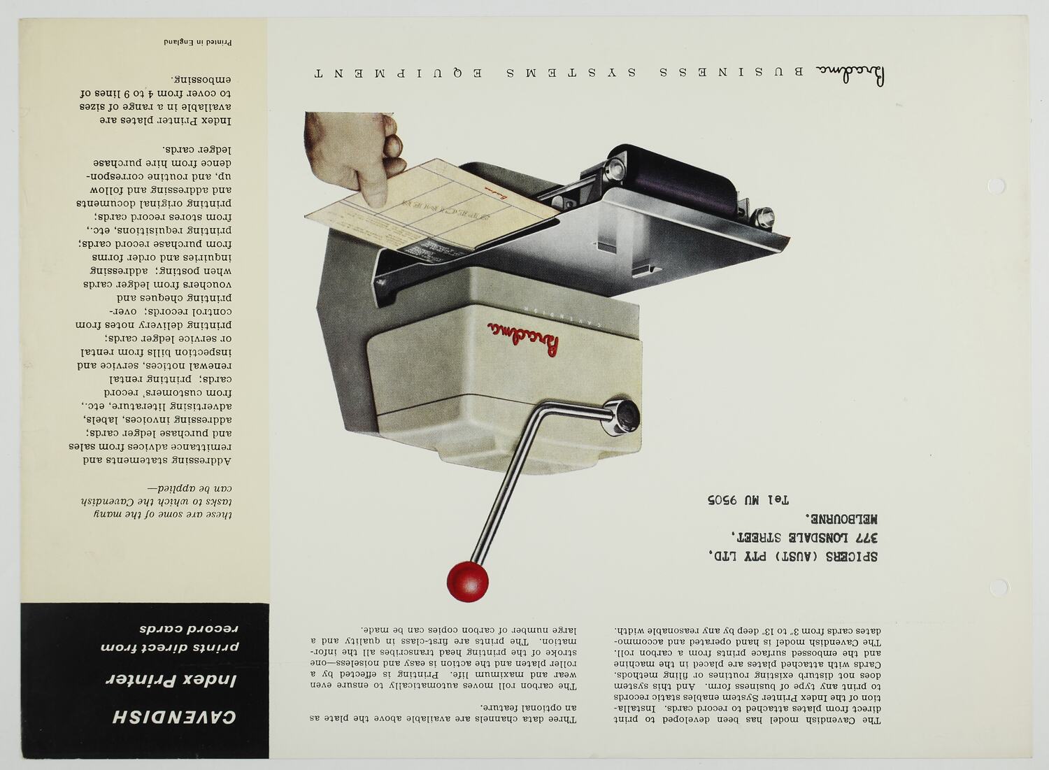 Publicity Leaflet - Adrema Ltd, Printing Machines, circa 1960