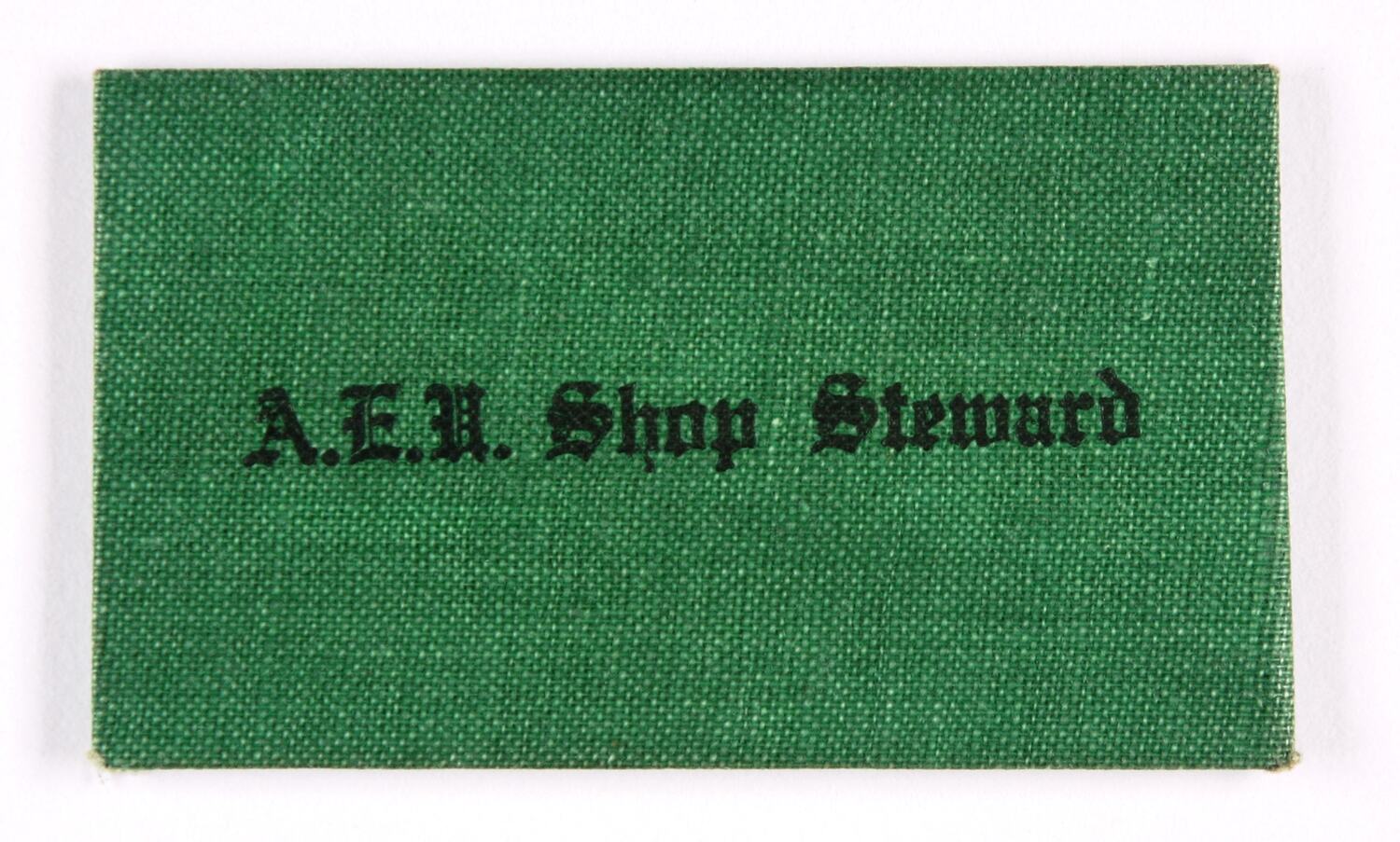 Membership Card - Stanley Hathaway, Amalgamated Engineering Union ...