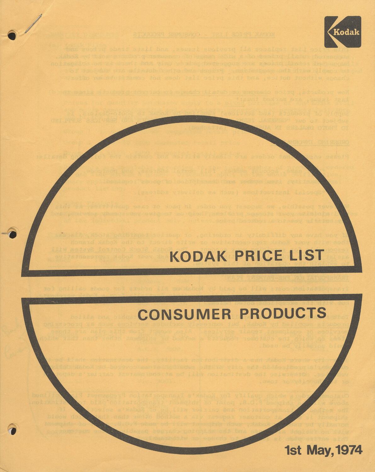 Price List - Kodak Australasia Pty Ltd, Consumer Products, Coburg ...