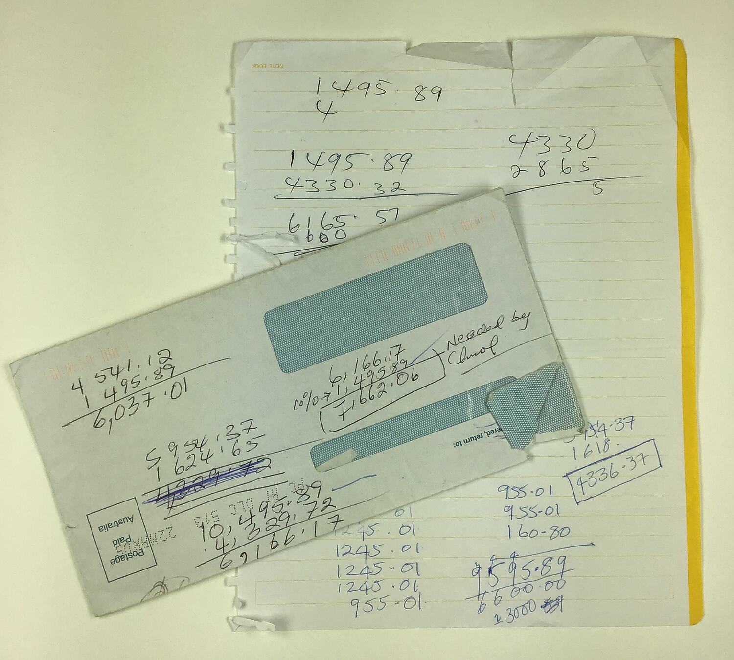 Financial Notes - Handwritten, Mary Jock Bukjock, Melbourne, 2000s