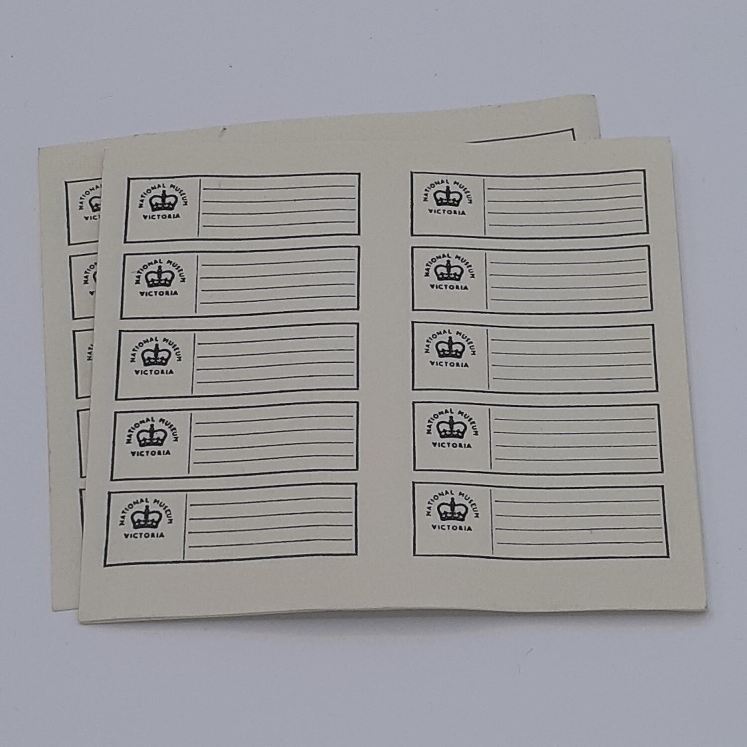 Specimen Labels - Paper, Unused, Museum of Victoria, 1950-2000