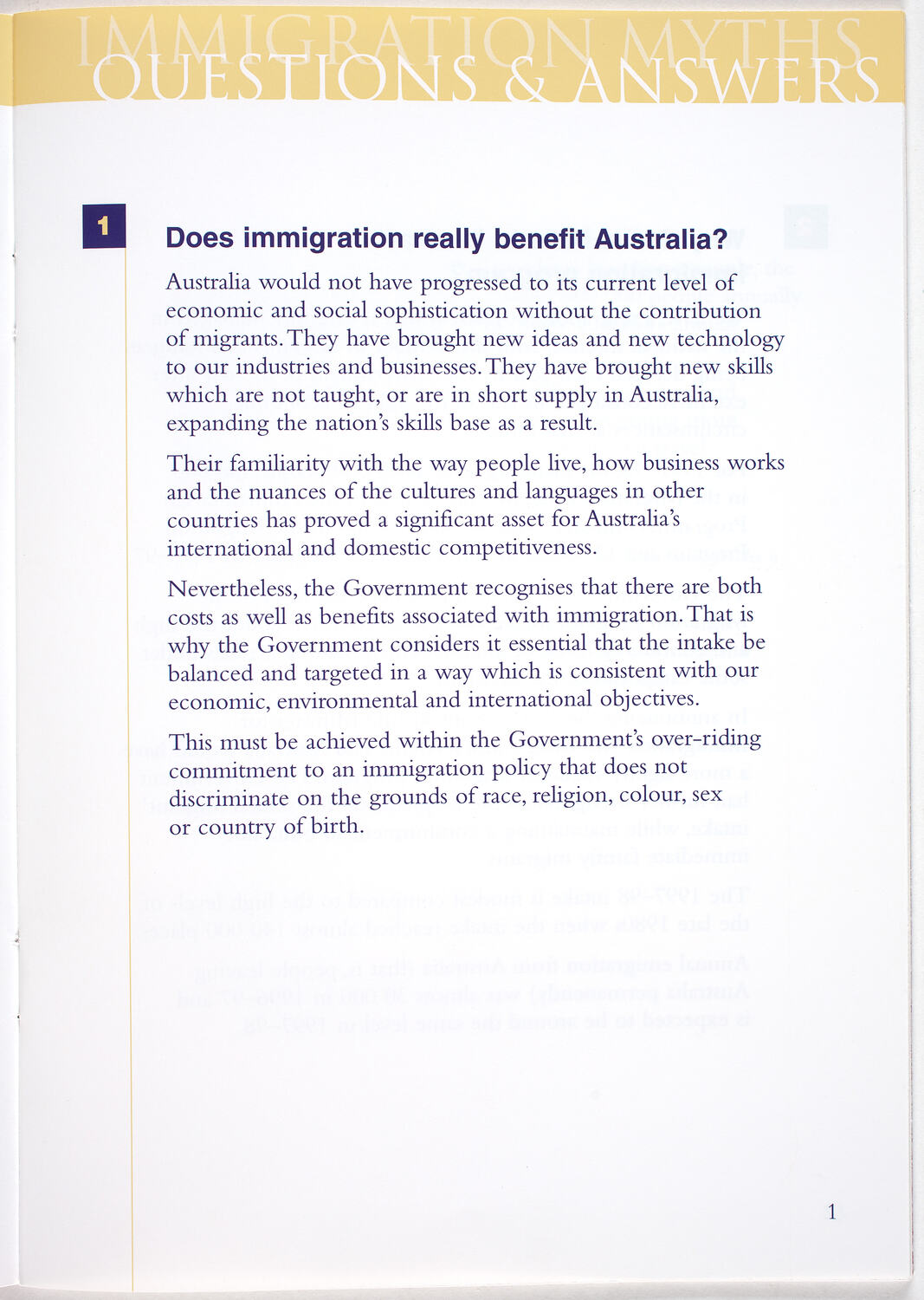 Booklet - Dispelling the Myths about Immigration, Australian ...