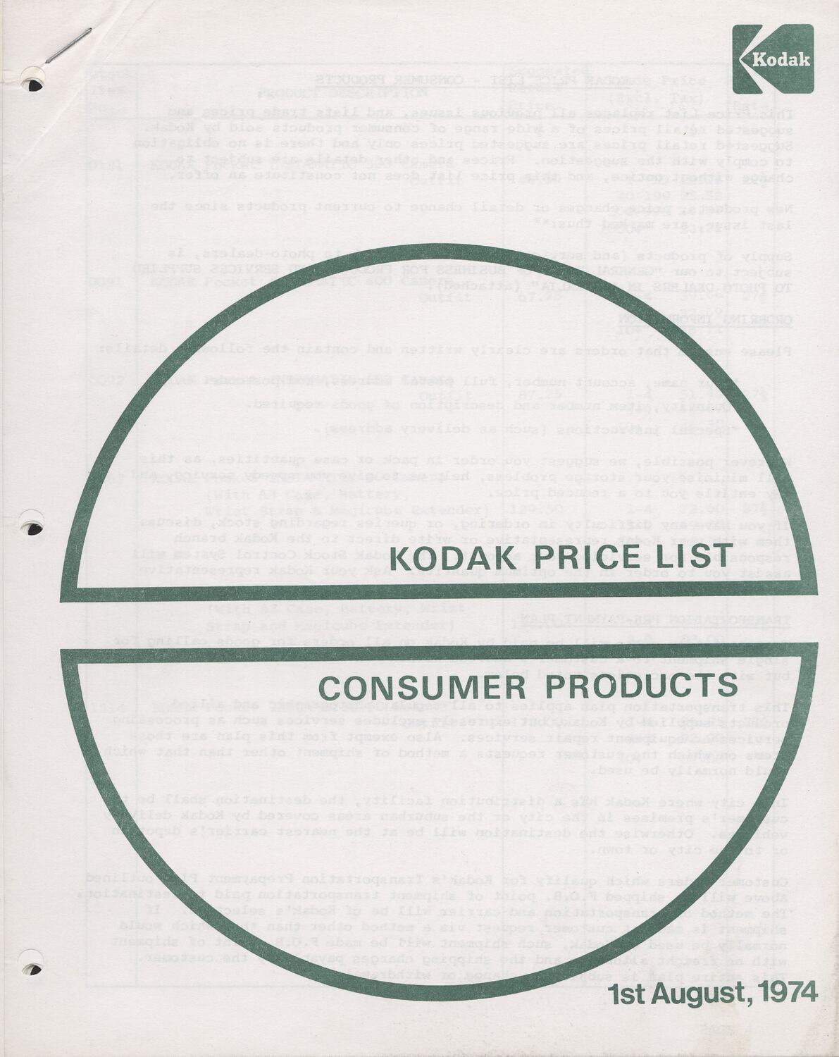 Price List - Kodak Australasia Pty Ltd, Consumer Products, Coburg ...