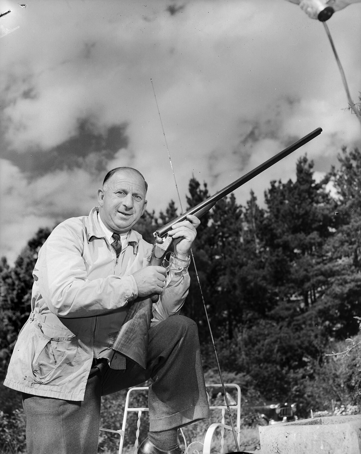 Negative - Portrait of Henry Bolte Holding a Break-Action Shotgun ...