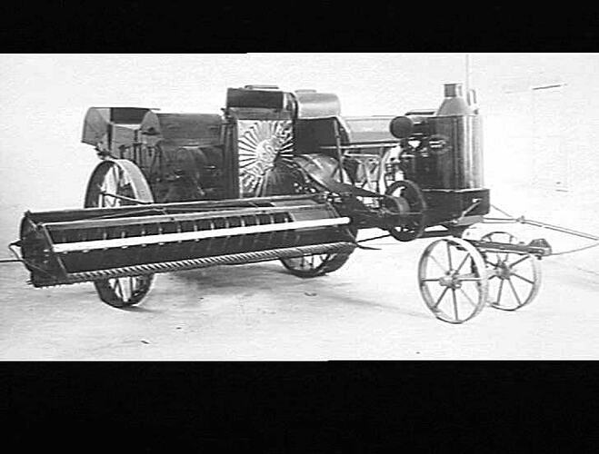 Photograph - H.V. McKay Pty Ltd, Rice Header Fitted with 2 Cylinder A.C ...