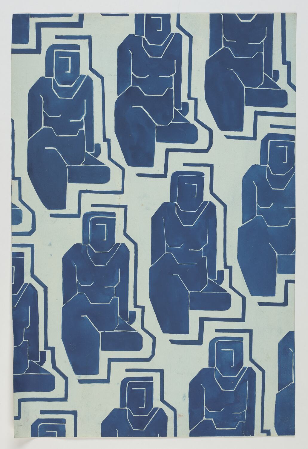 Artwork - Design for Textiles, Female Forms, Blue, circa 1950s