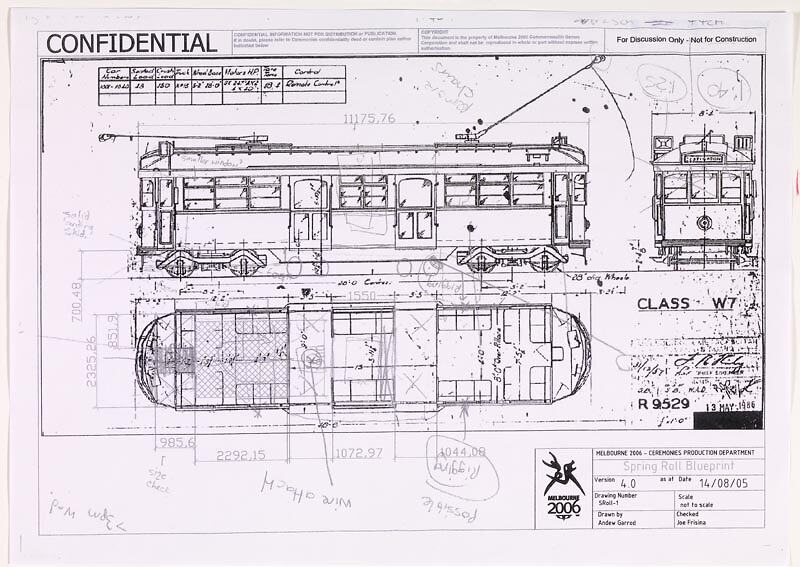 Technical Drawing - W Class Tram, Melbourne Commonwealth Games, 15 Aug 2005