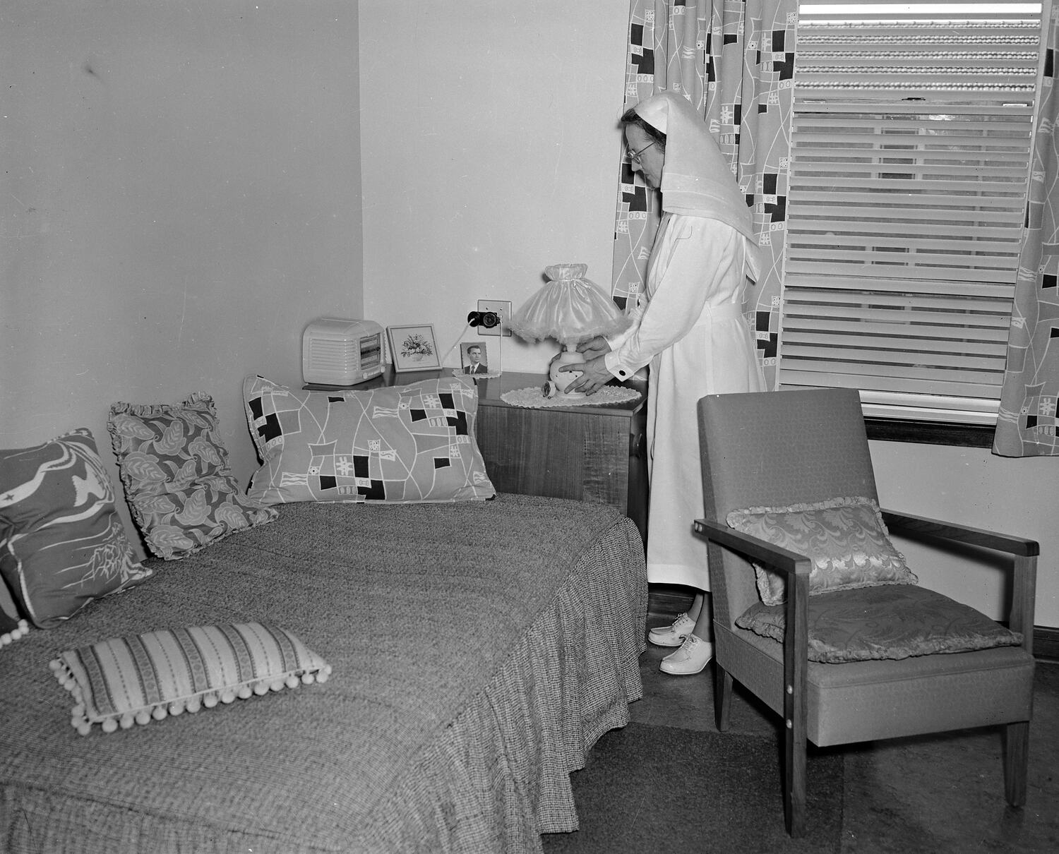 Negative - Nurse in a Bedroom, Melbourne, Victoria, Feb 1957