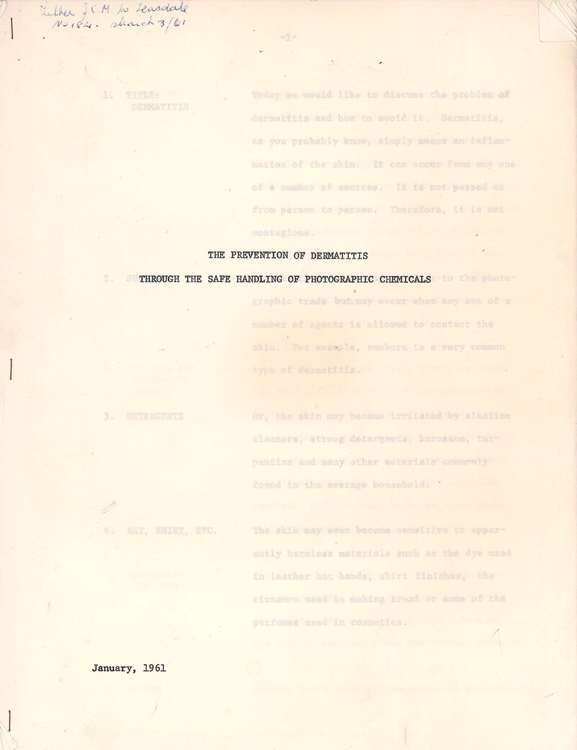 Lecture Notes - 'The Prevention of Dermatitis Through the Safe Handling ...