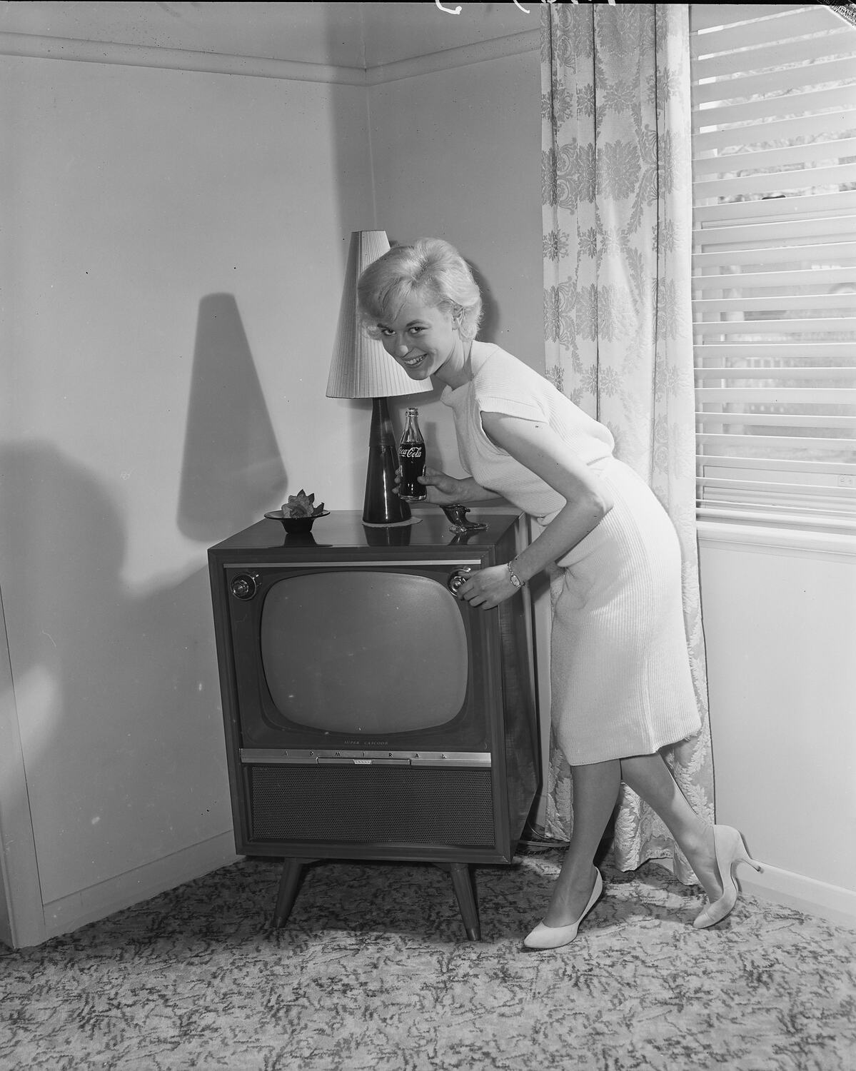 Negative - Coca-Cola, Model with Television, Victoria, 04 Sep 1959