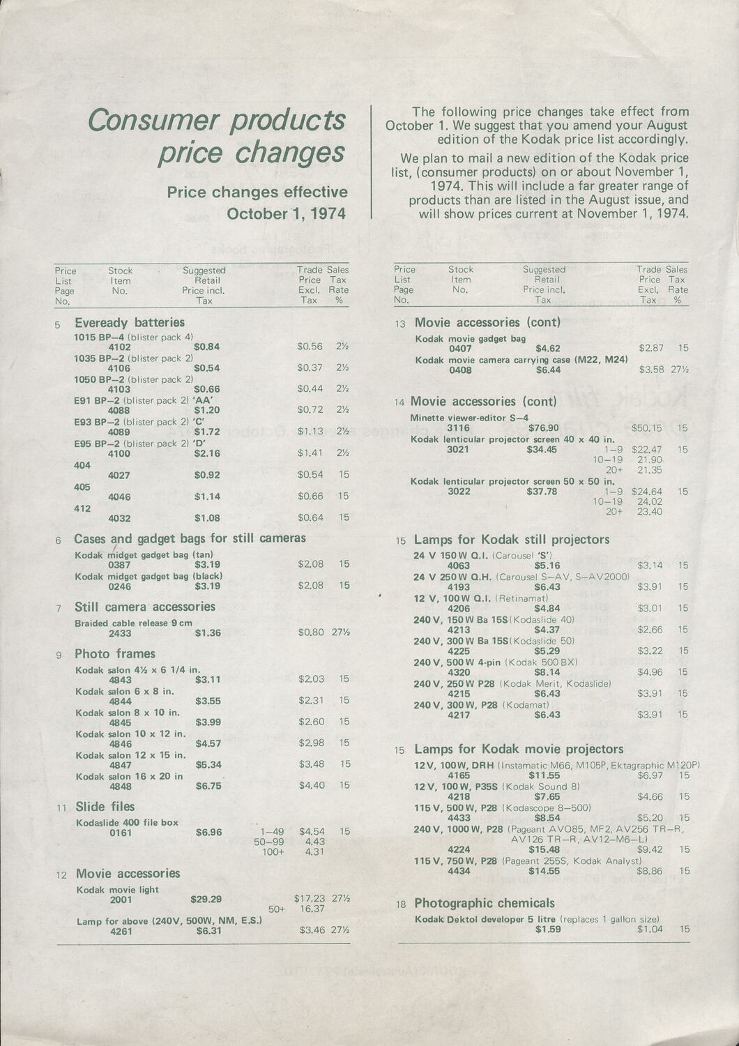 Price List - Kodak Australasia Pty Ltd, 'Consumer Products Price ...