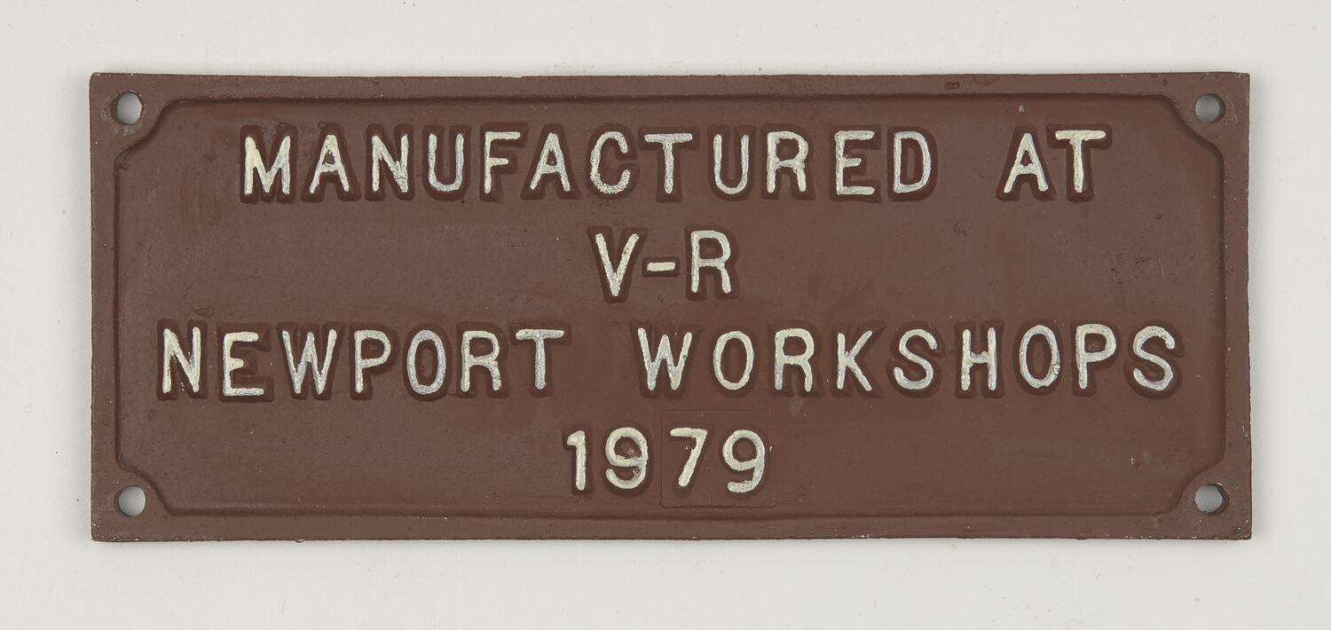 Rollingstock Builders Plate - Victorian Railways, Newport Workshops, 1979