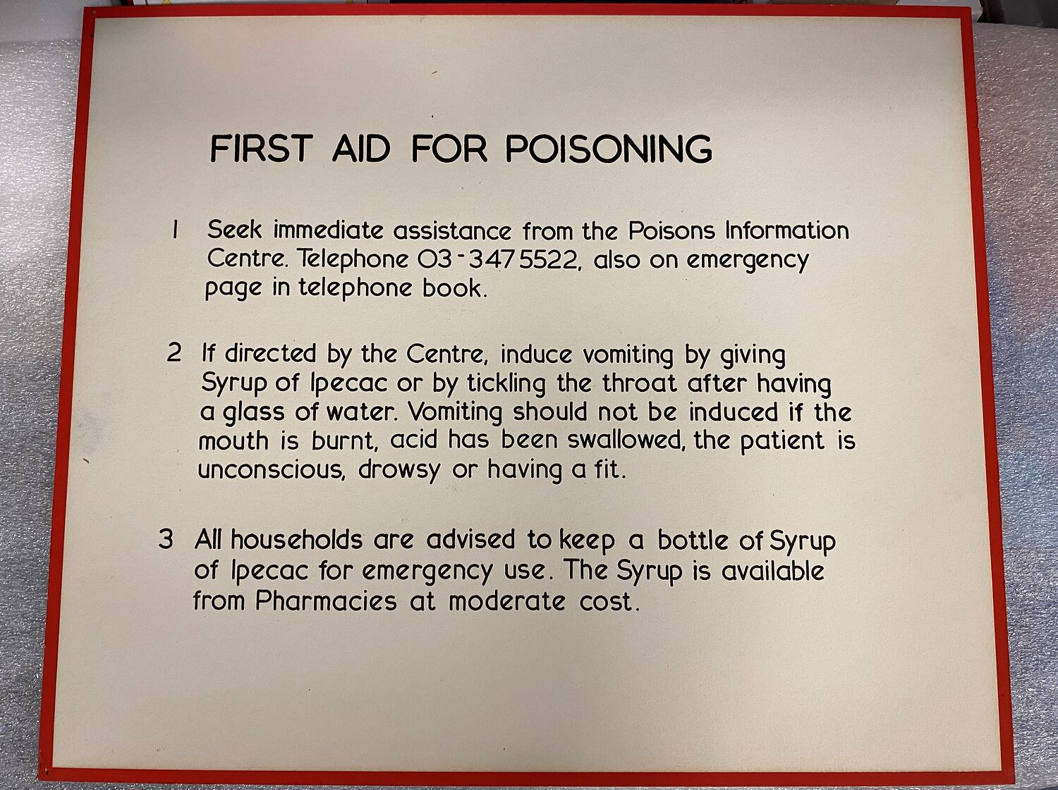 Exhibition Label - First Aid for Poisoning, Museum of Applied Science ...