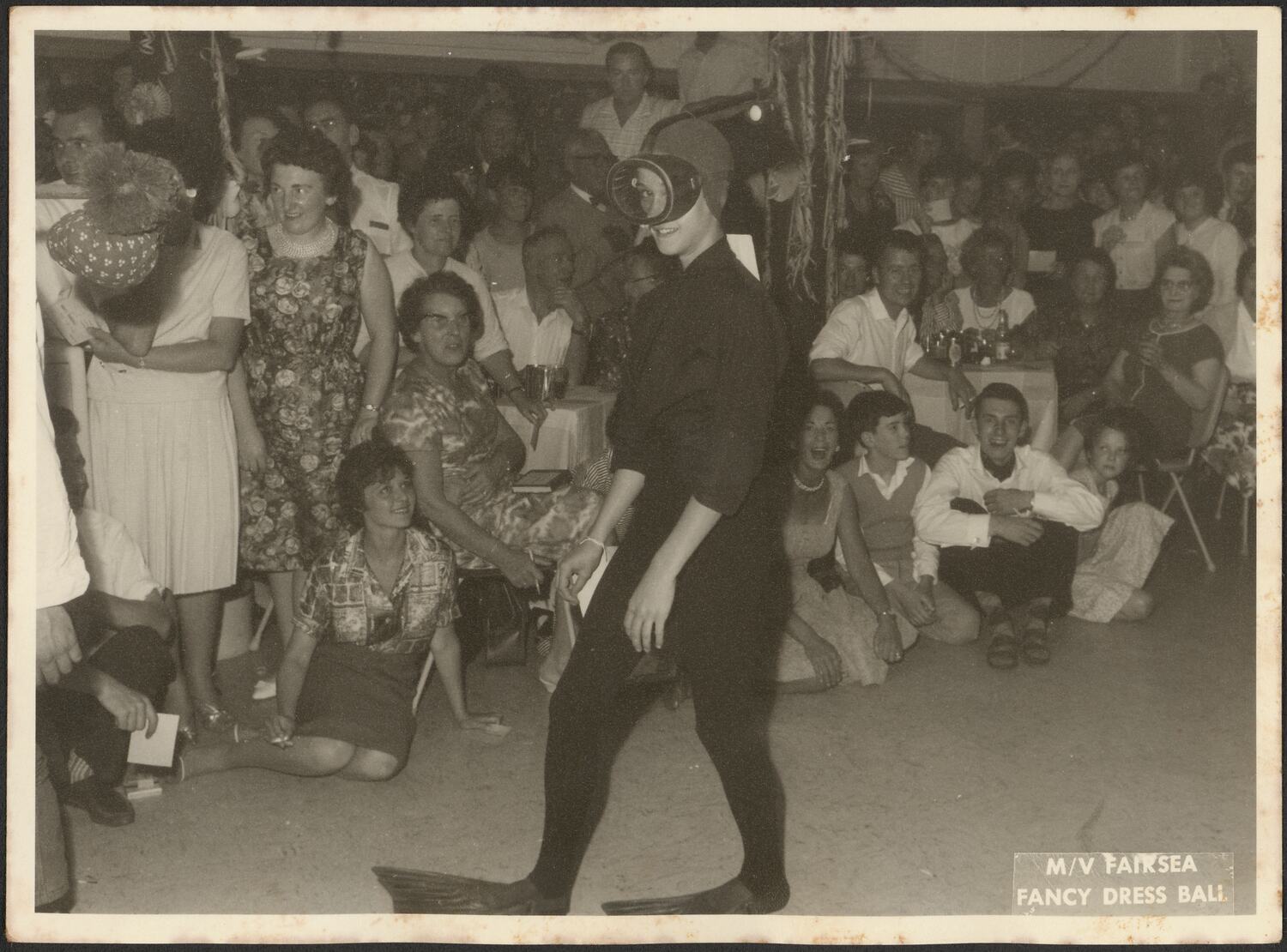 Digital Image - Mary Halls As 'Frogman', Fancy Dress Ball, MV Fairsea, 1963