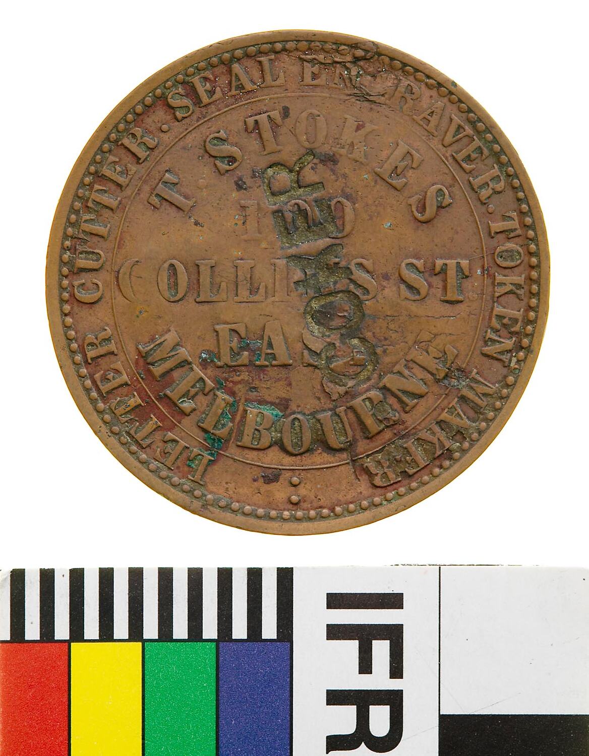 Surcharged Token - 1 Penny, Thomas Stokes, Melbourne, Victoria ...