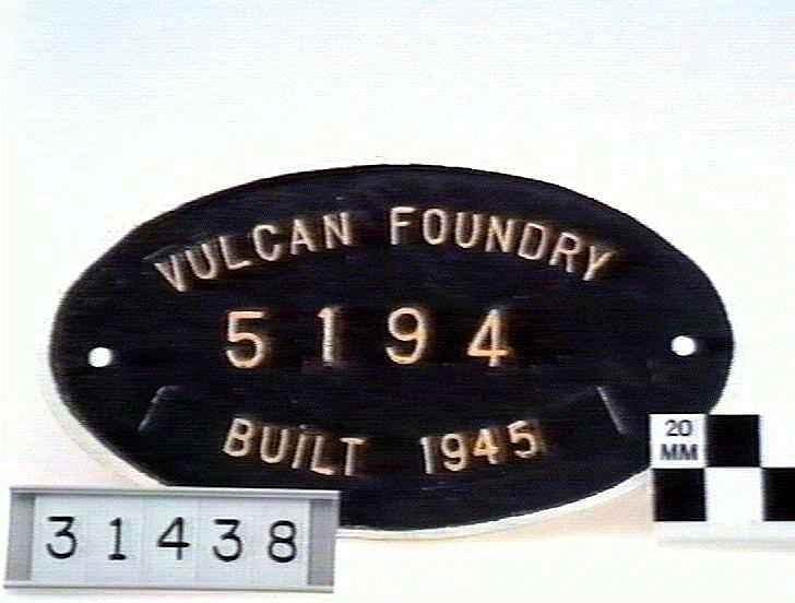 Locomotive Builders Plate - Vulcan Foundry, Newton-Le-Willows ...