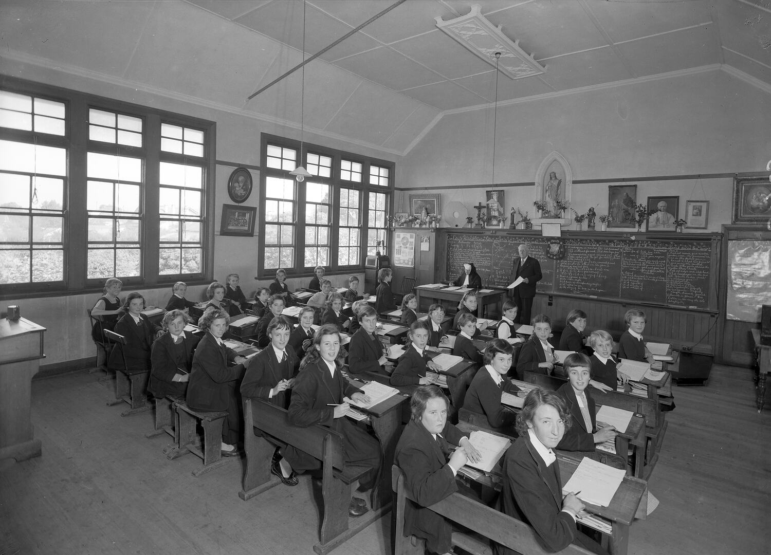 Negative - Classroom, Catholic School, Glen Iris, Victoria, 1955