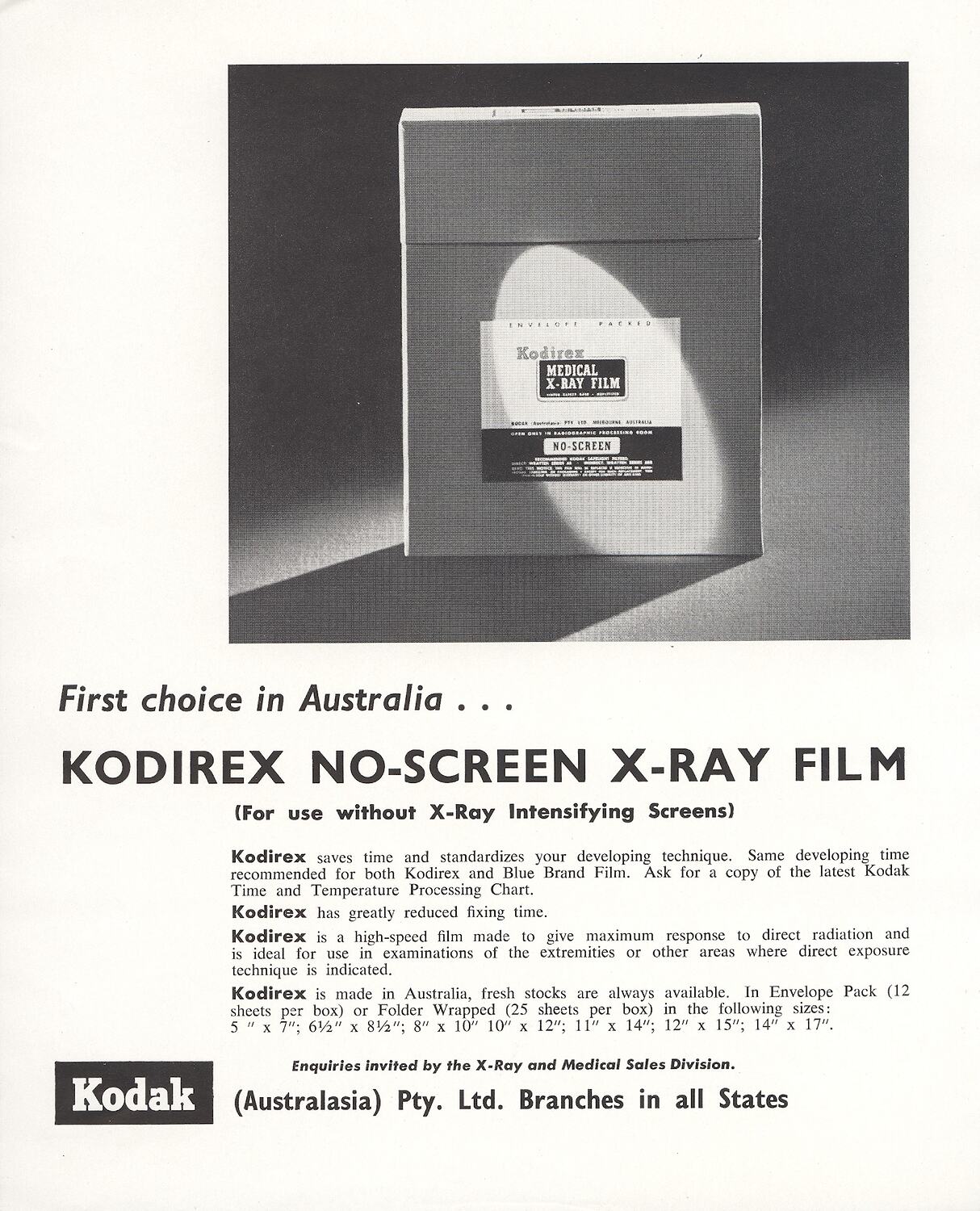 Publicity Flyer - Kodak (Australasia) Pty Ltd, 'Kodirex No-Screen X-Ray ...