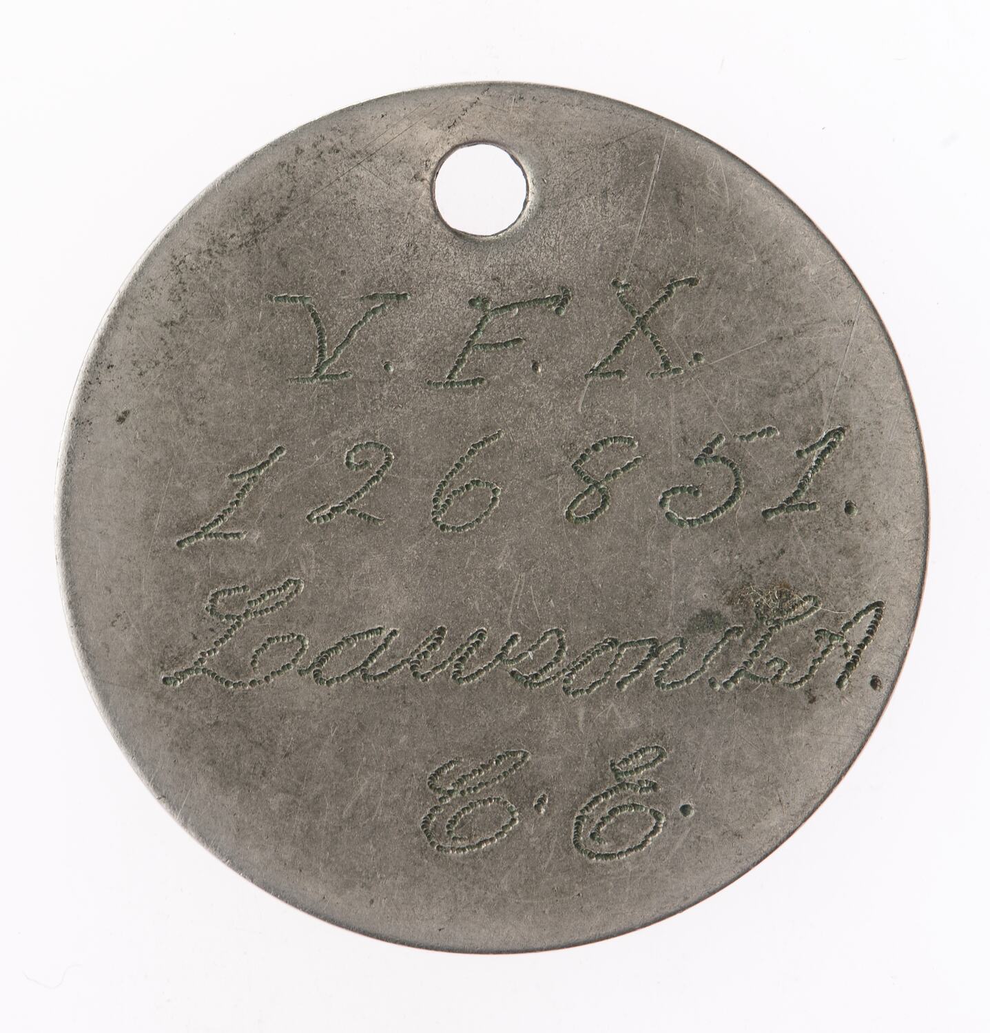Identity Tag - Corporal Laura Lawson, Metal, World War II, 1943-1945