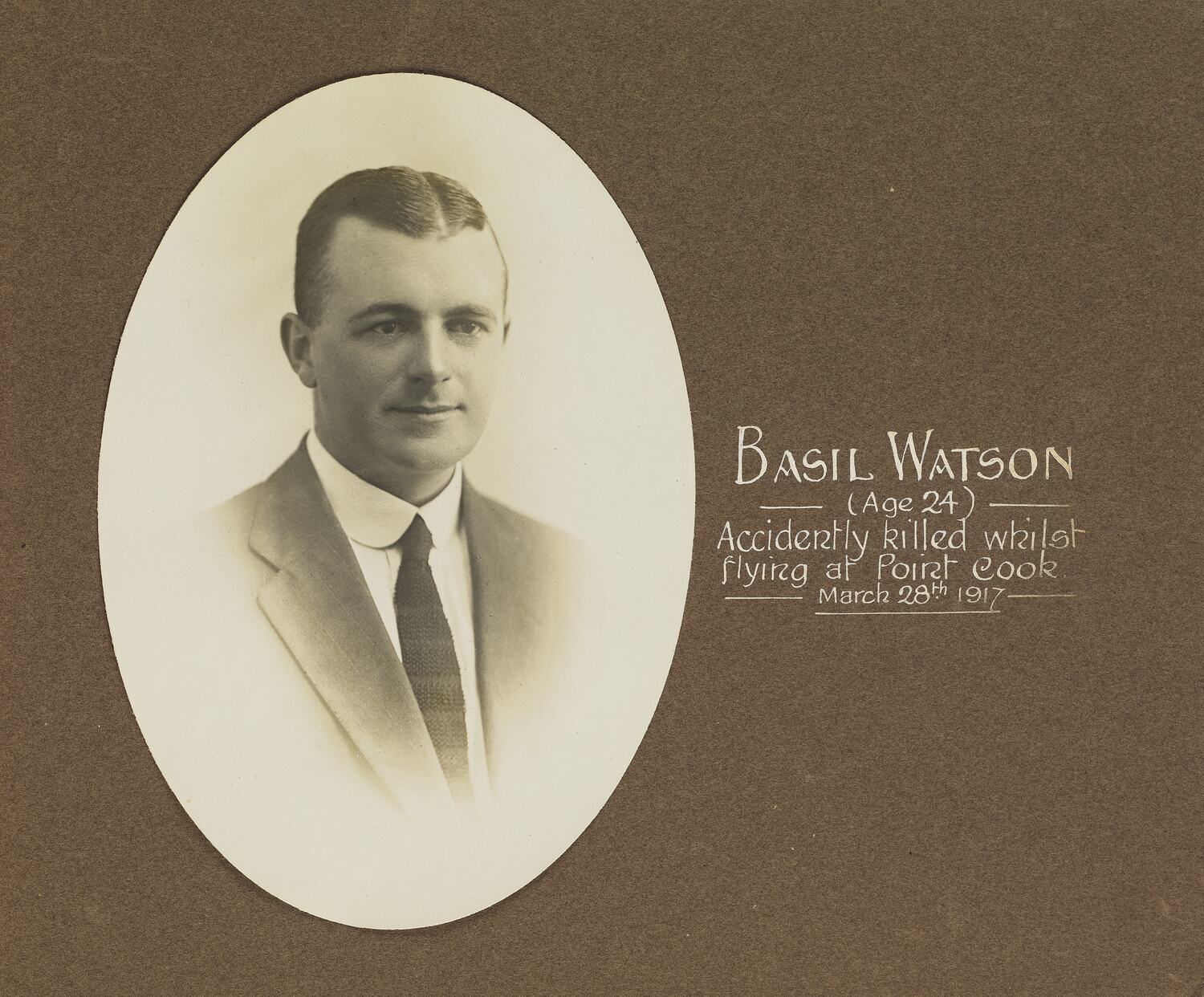 Photograph - Portrait of Basil Watson, Aviation Pioneer, Aged 24 ...