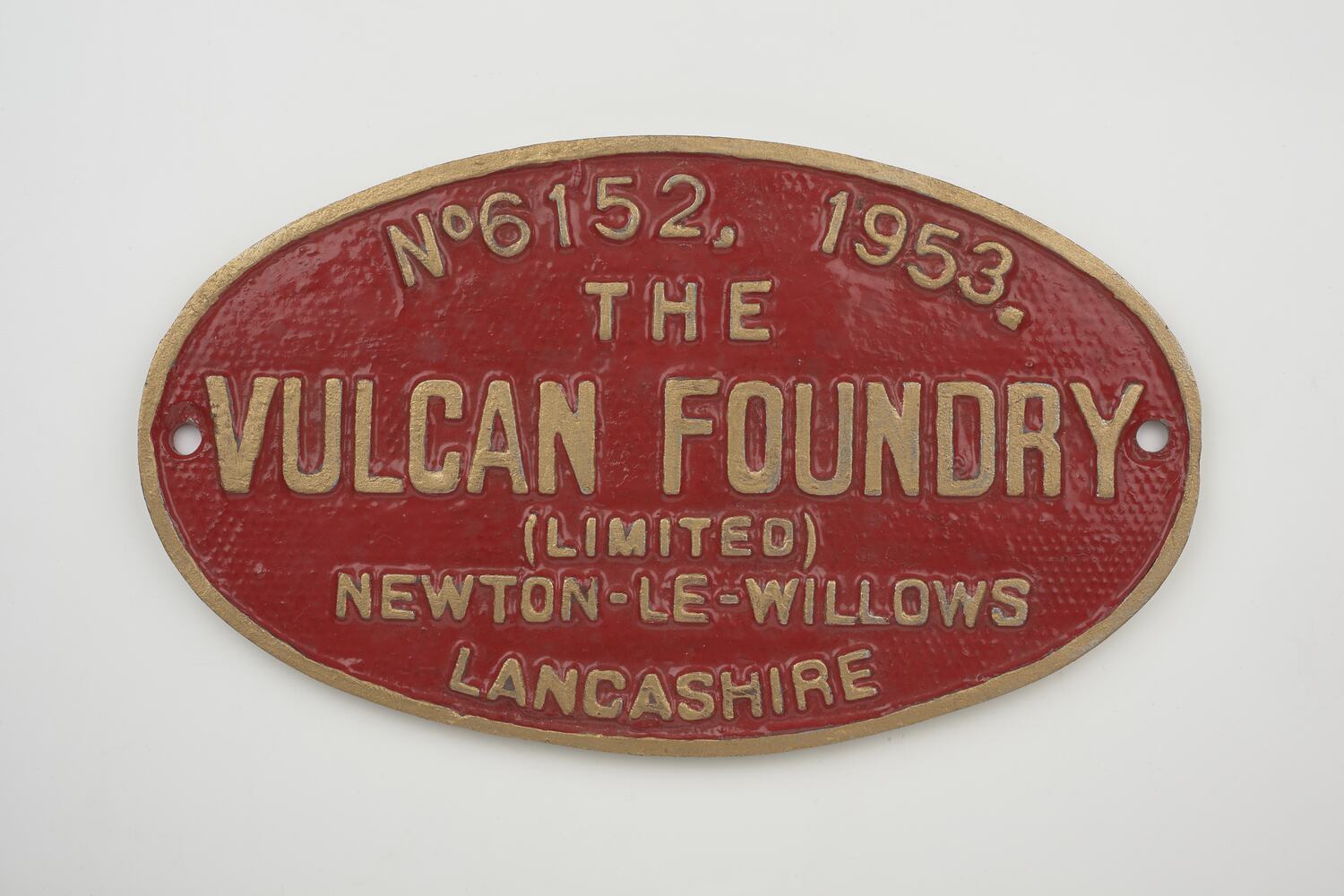 Locomotive Builders Plate - The Vulcan Foundry Limited, Model 6152 ...
