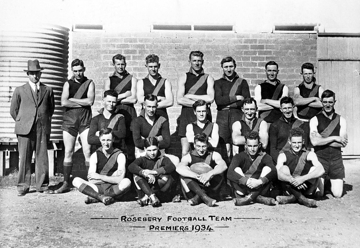 Negative - Rosebery Football Premiership Team, Rosebery, Victoria, 1934