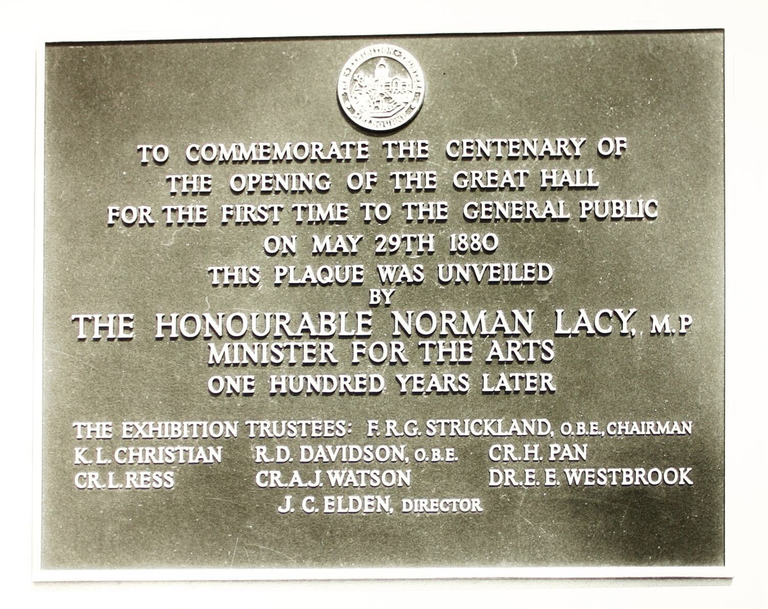 Photograph - Plaque Commemorating the Centenary of the First Opening of ...
