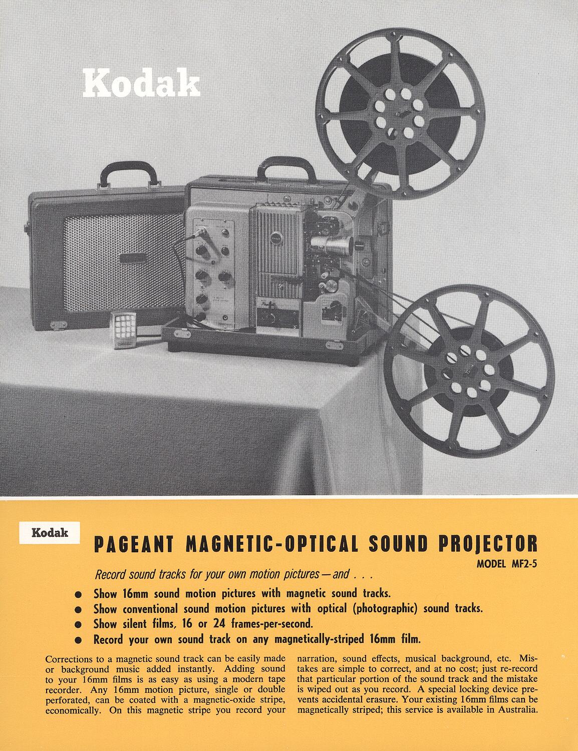 Specification Sheet - Kodak Australasia Pty Ltd, Kodak Pageant Model ...