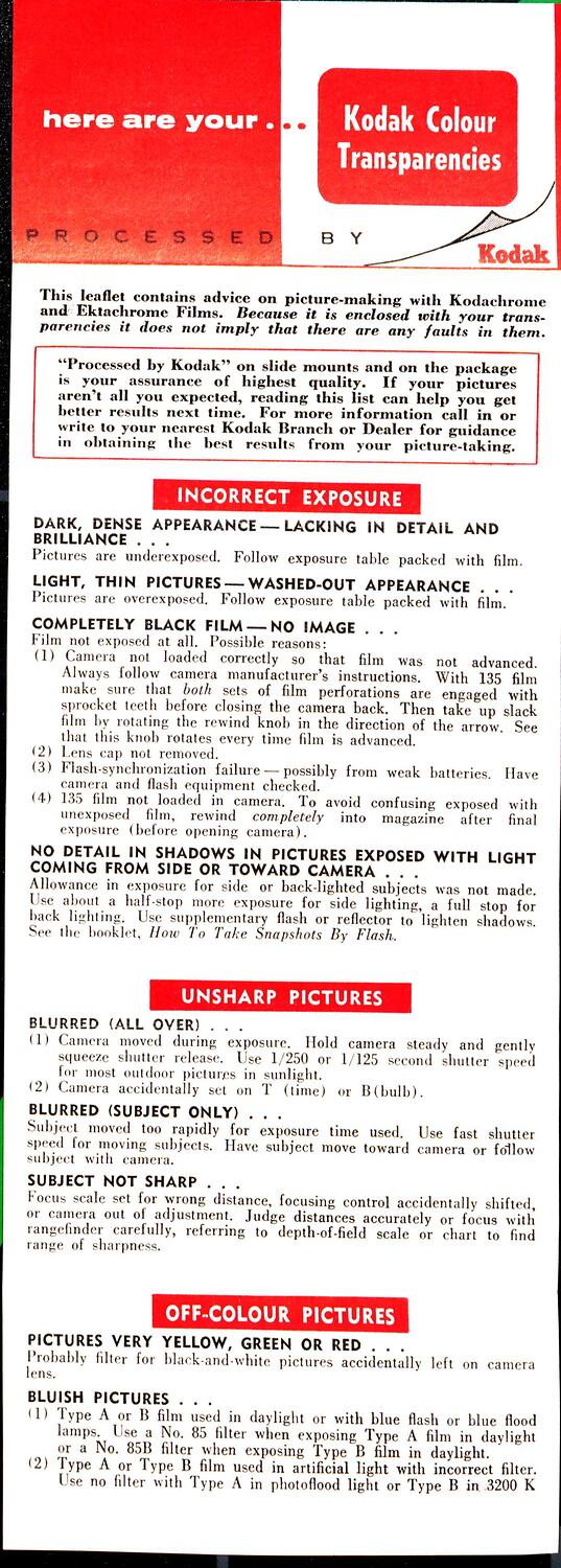 Instruction Sheet- Kodak Australasia Pty Ltd, 'here are your...Kodak ...
