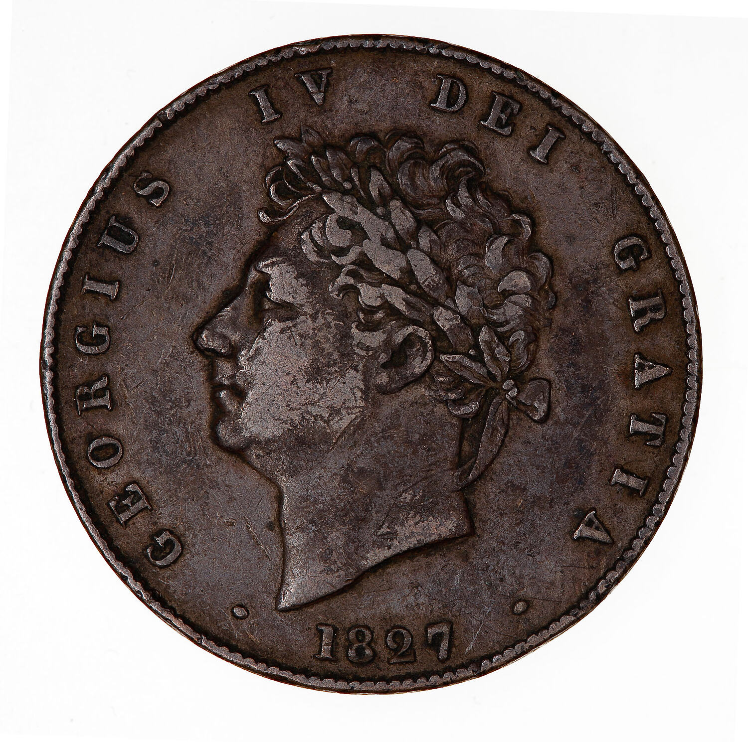 Coin - Halfpenny, George IV, Great Britain, 1827