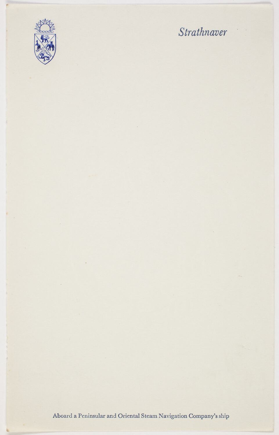 Notepaper - SS Strathnaver, P&O Lines, circa 1950s