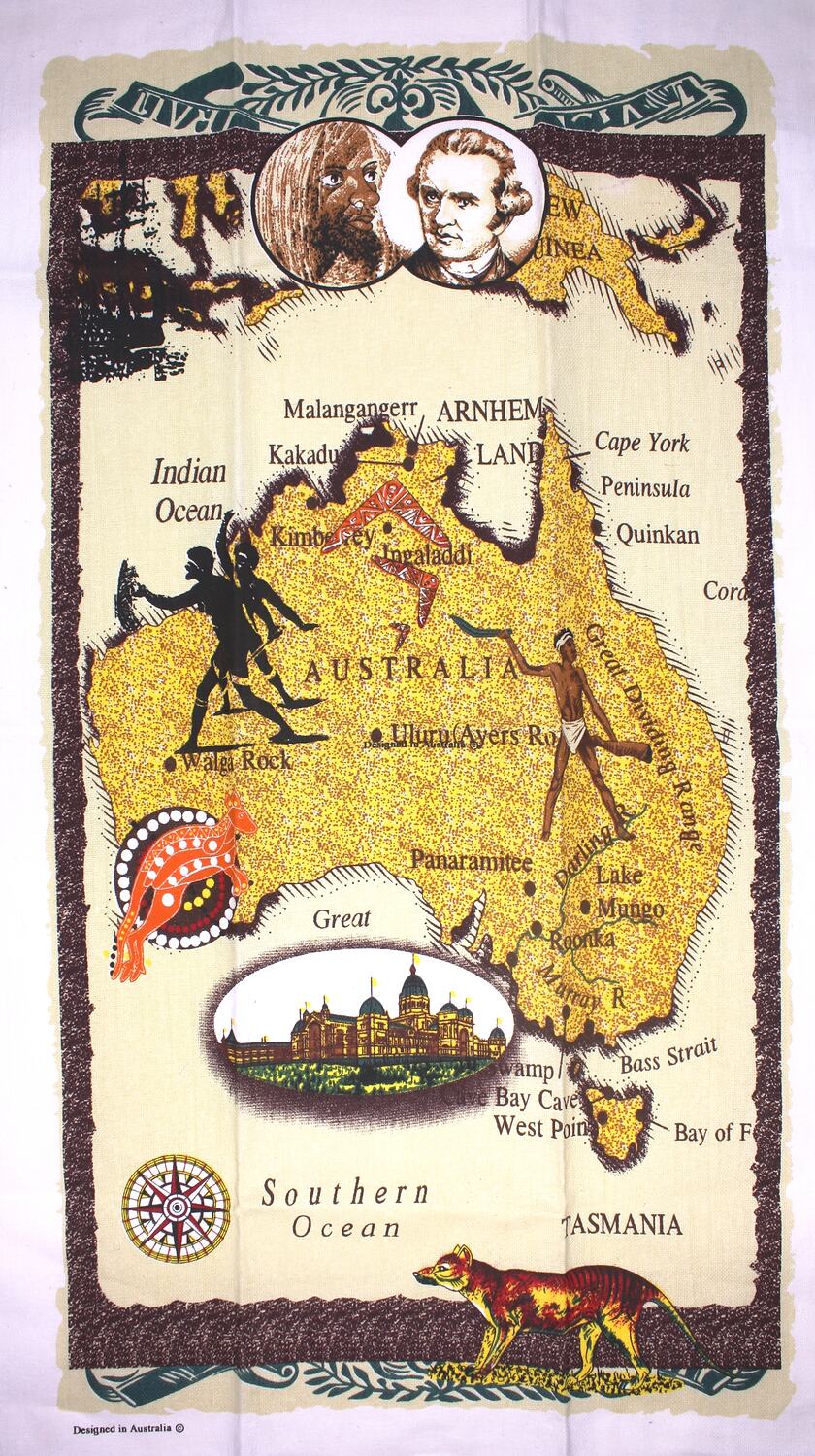 Tea Towel - Australian & First Peoples Iconography, circa 2000