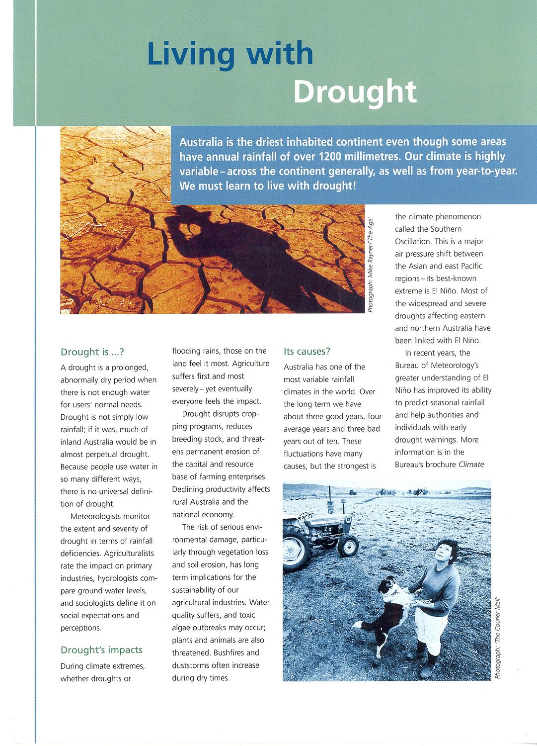 Brochure - Bureau of Meteorology, 'Living with Drought', 1997