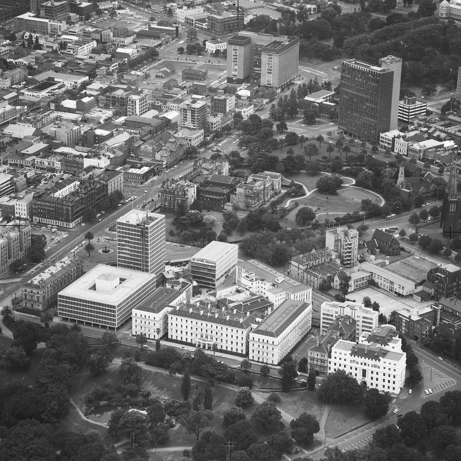 Negative - Aerial View of Melbourne, circa 1969