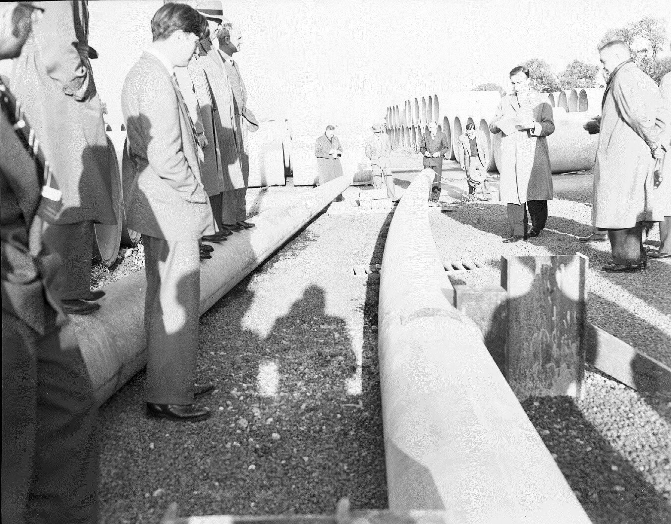 Negative - Rocla Pipes, Men Standing Near Cement Pipes, Springvale ...