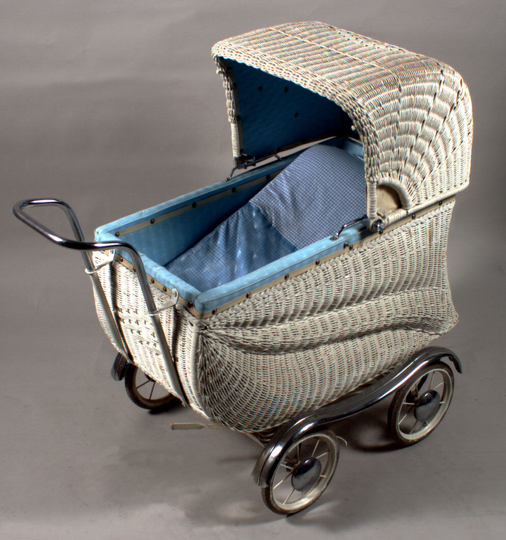 Pram - Doll's, White Wickerwork