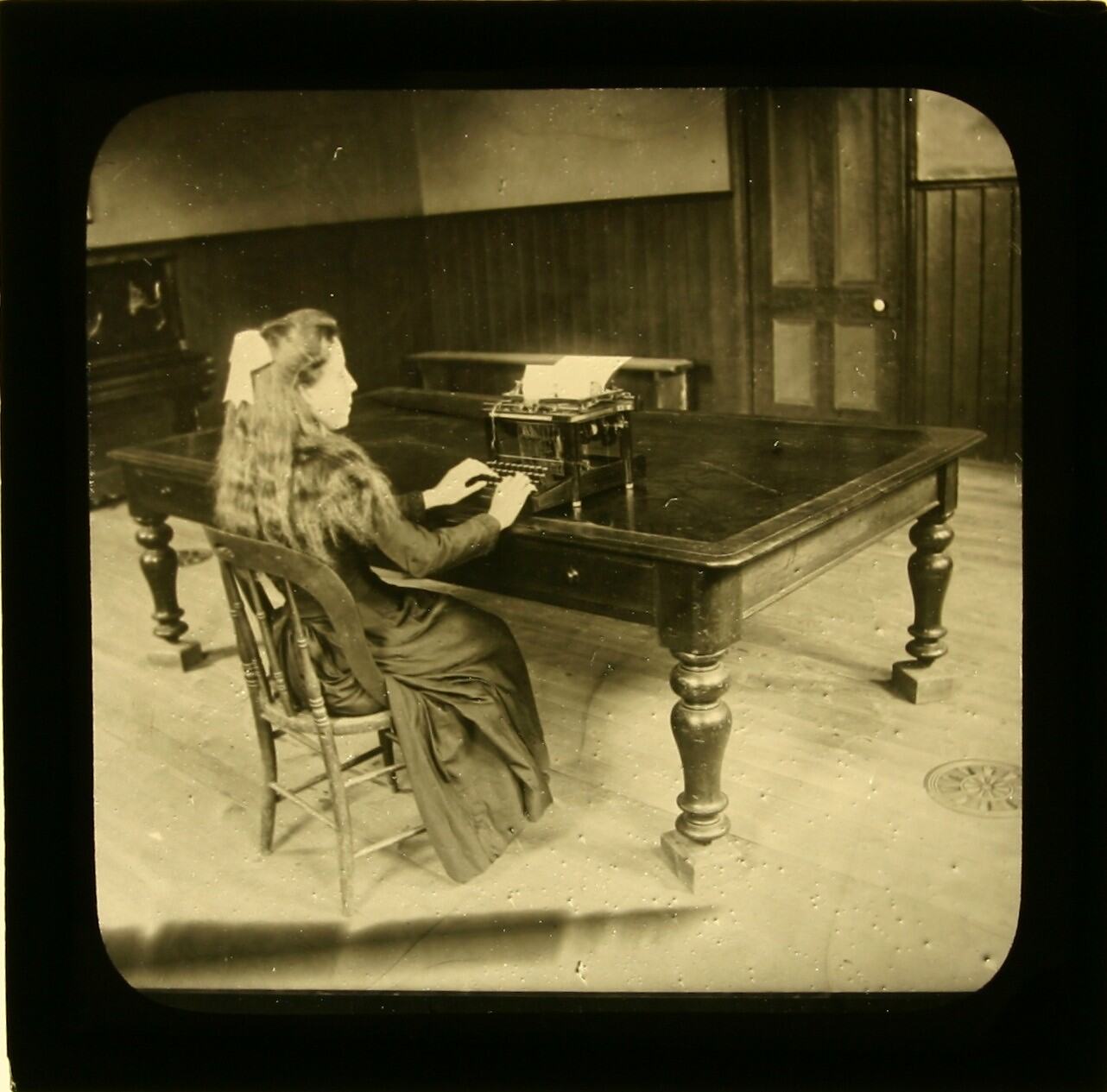 Lantern Slide - Girl Typing, Royal Victorian Institute for the Blind ...