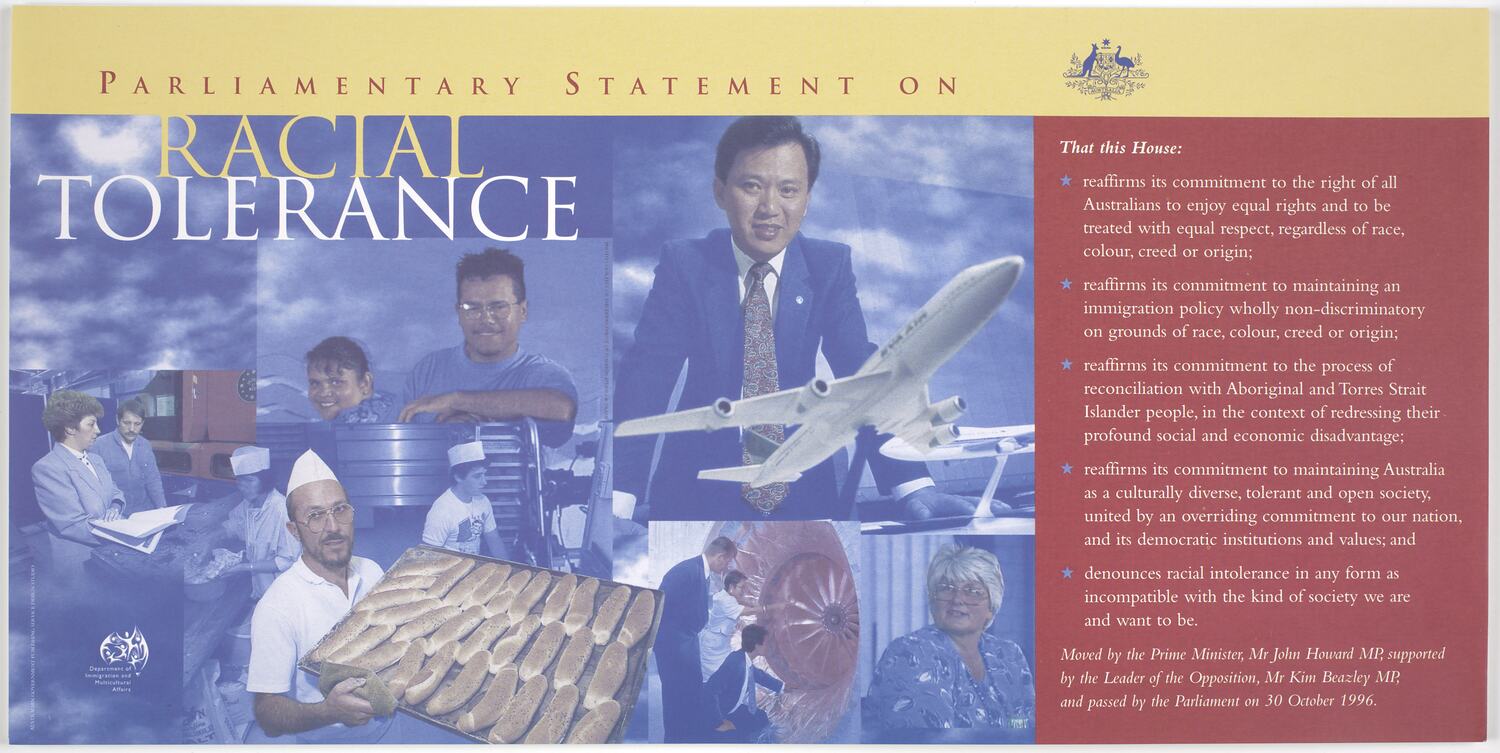 Poster - Racial Tolerance, Australian Immigration Kit, Commonwealth of ...