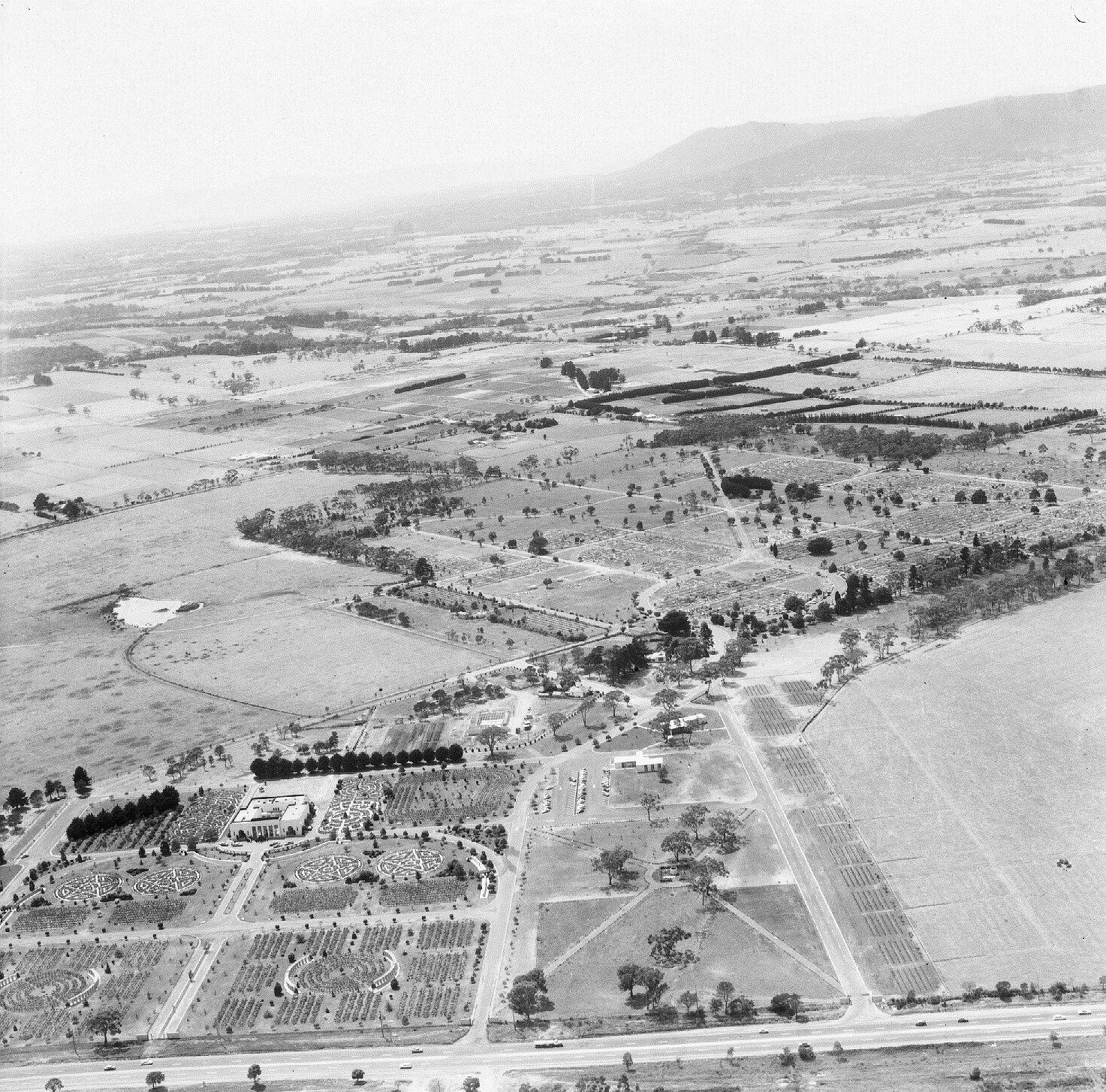 Negative - Aerial View of Springvale Botanical Cemetery, Victoria, 22 ...