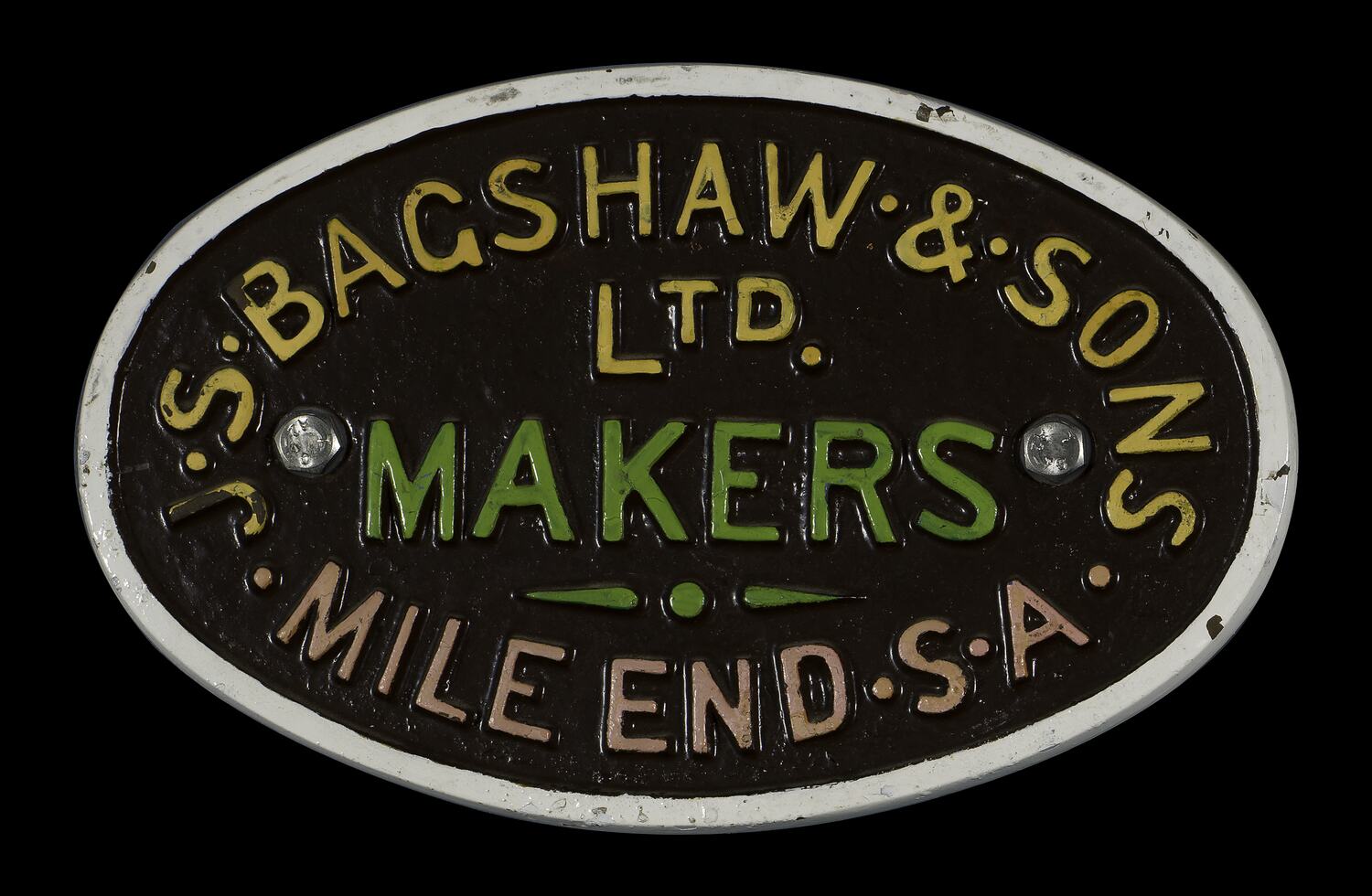 Locomotive Builders Plate - J.S. Bagshaw & Sons, Mile End, South ...