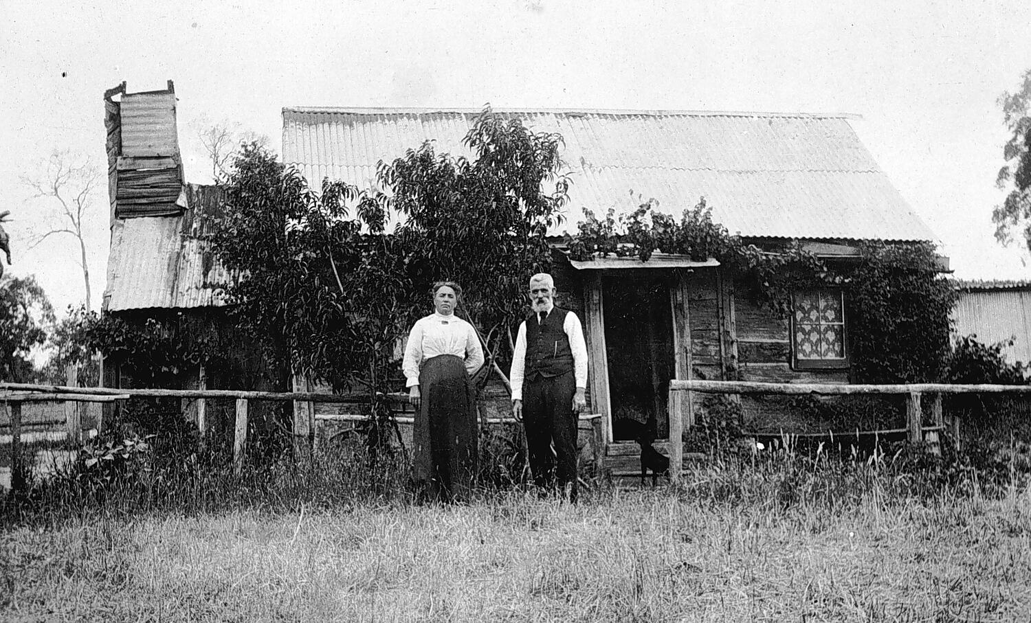 Negative - Couple in Front of Wattle & Daub House, Yellingbo, Victoria ...