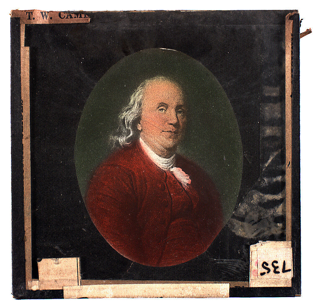 Lantern Slide - Portrait of Benjamin Franklin